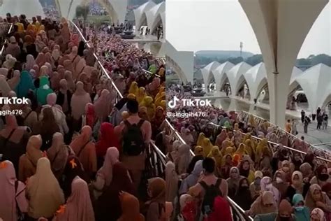Pemandangan Masjid Al Jabbar Saat Weekend Penuh Sesak Oleh Lautan