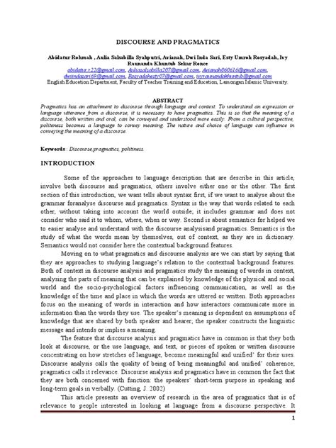 discourse and pragmatics pdf semiotics linguistics