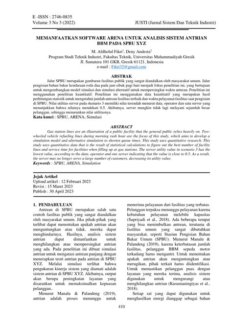 PDF MEMANFAATKAN SOFTWARE ARENA UNTUK ANALISIS SISTEM ANTRIAN BBM