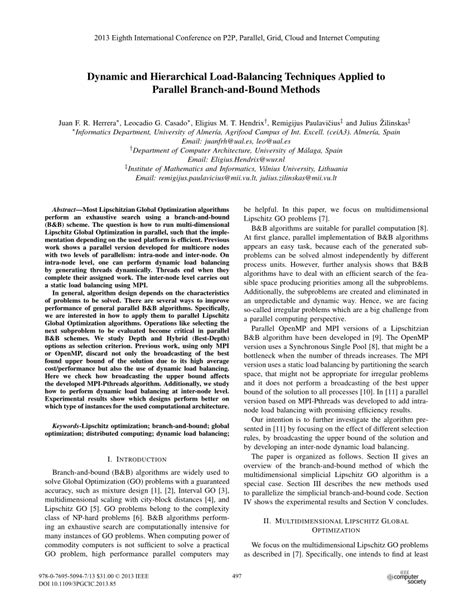 pdf dynamic and hierarchical load balancing techniques applied to parallel branch and bound