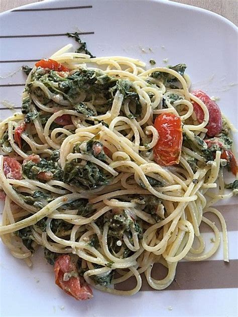 Nudeln Mit Spinat Schafsk Se Und Tomate Von Weinrot Chefkoch