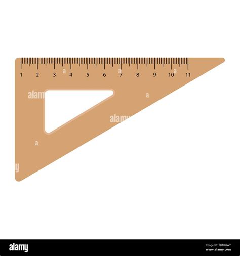 Retro Wooden Triangular Ruler Isolated On A White Background Measuring