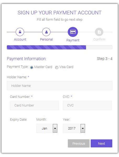 multi step form wizard jquery validation form design