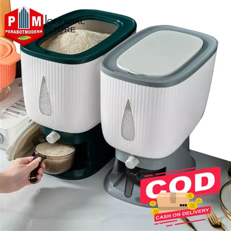Jual Dispenser Beras Modern 10KG Otomatis Rice Box Food Grade Tempat