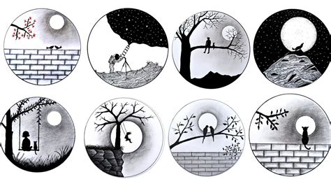 Easy Circle Scenery Drawing Ideas Pencil Drawing In A