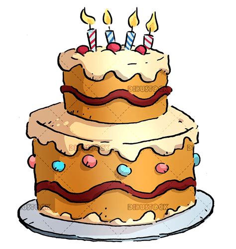 Dibujo De La Torta Con Velas Encendidas Dibustock Dibujos E