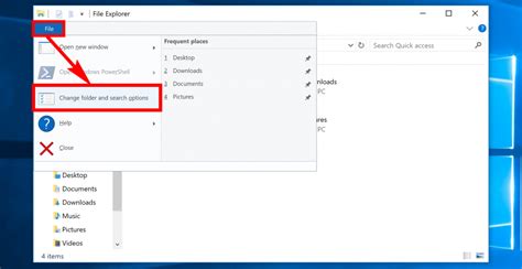 Open Configure Folder Options In Windows 10