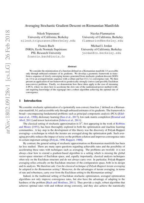 averaging stochastic gradient descent on riemannian manifolds deepai