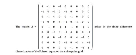 solved the matrix arises in the finite difference 1 discretization of the poisson equation on