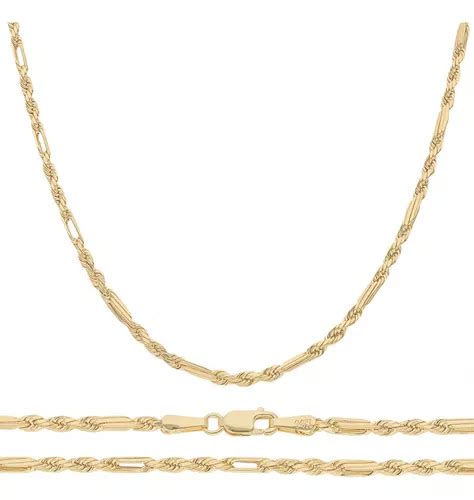 Cadena Torzal Figaro Oro 14k 60cm 2 5mm 14 Kilates Hombre Meses Sin