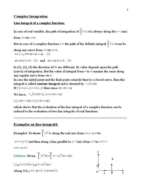complex integration line integral of a complex function pdf integral pi
