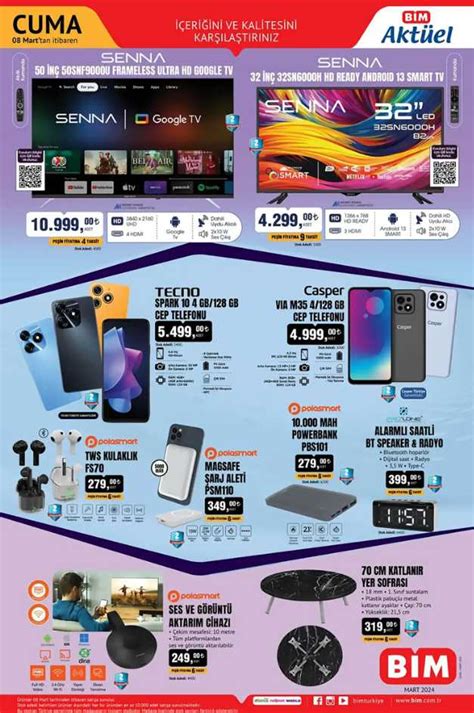 BİM e Ultra HD Google TV Casper akıllı telefon Magsafe şarj aleti ve