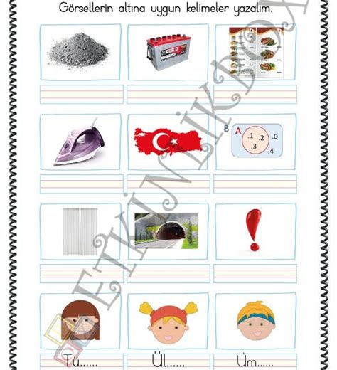 Resimli Dikte Çalışması Ü Okuma Yazma ETKİNLİKBOX