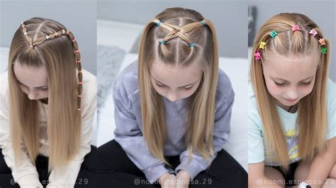 3 PEINADOS FACILES PARA NIÑAS CON LIGAS Y CABELLO SUELTO PEINADOS CON