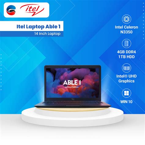 Jual ITEL Laptop Able 1 Intel Celeron N3350 4GB 1TB HDD W10H 14