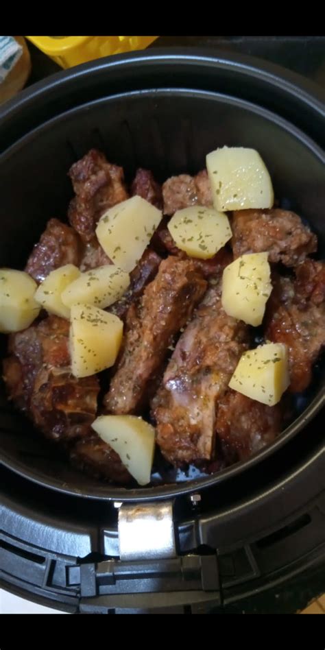 Costelinha de porco batatas na Air Fryer Receitas sem Óleo