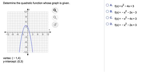 solved determine the quadratic function whose graph is