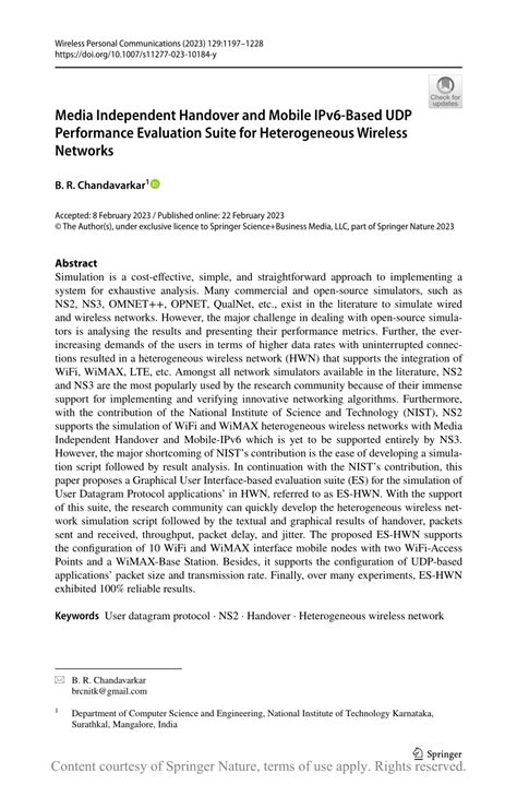 media independent handover and mobile ipv6 based udp performance evaluation suite for