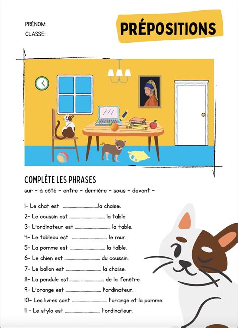 Les Prépositions de lieu Printable Worksheets