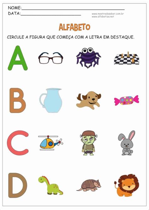 Atividades Alfabeto Educação Infantil Mestre do Saber Loja