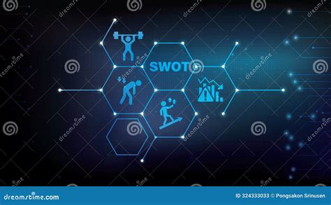 Swot Concept Banner Icon Contain Of Strengths Vector Eps Stock