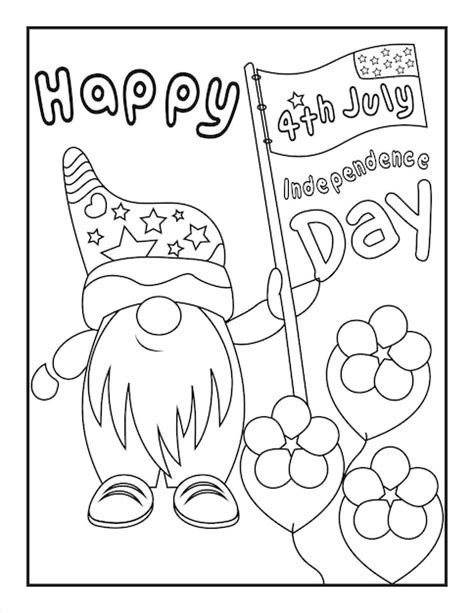 Página para colorear del día de la independencia del 4 de julio para