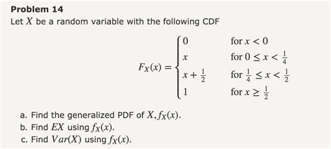 solved let x be a random variable with the following cdf