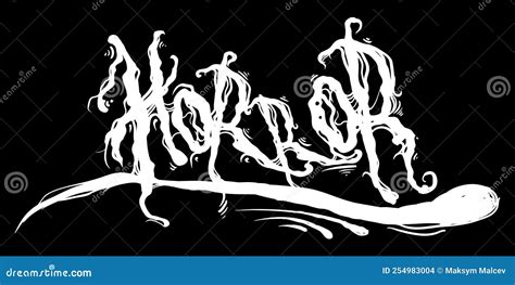 Horror White Text Banner T Shirt Print For Horror Or Halloween Hand