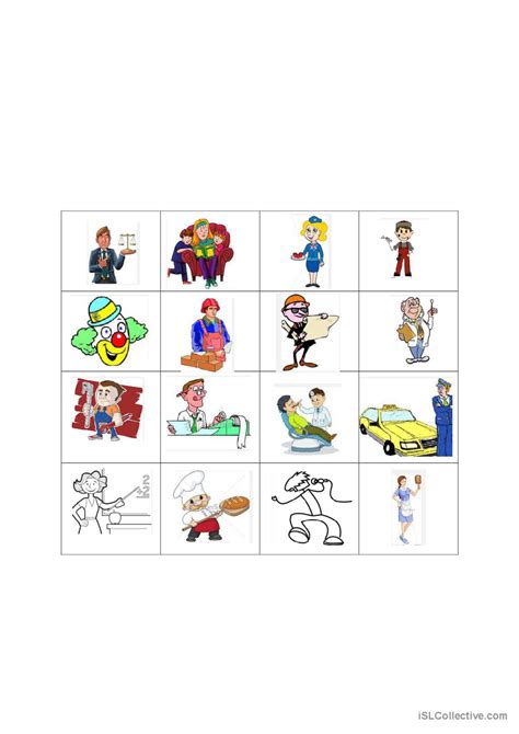 Bingo de Profesiones Español ELE hojas de trabajo pdf doc