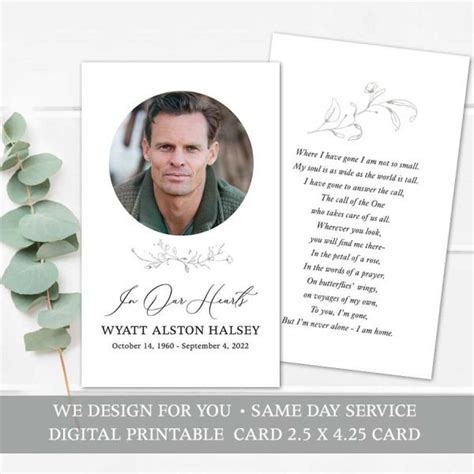 In Loving Memory Cards Printable Template For Funeral Memorial Service