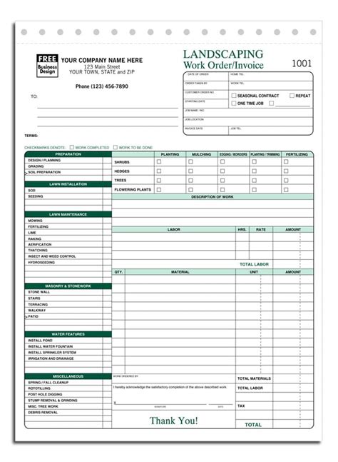 Landscaping Invoice Template Lawn Care Invoice Template Spreadsheet