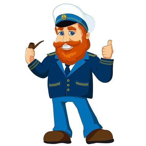Navy Captain Character Cartoon Mascot Old Redhead Sailor Skipper