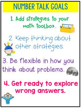 Number Talks Goals Anchor Chart By Less Work More Play Tpt
