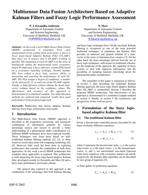 pdf multi sensor data fusion architecture based on adaptive kalman filters and fuzzy logic