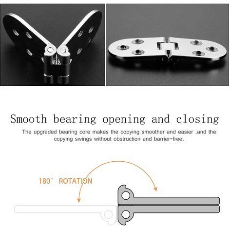 NORCKS 12Pcs Folding Flip Top Hinge 180 Degree Zinc Alloy Hinges Round