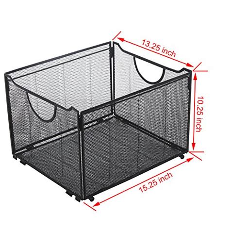 Modern Black Metal Mesh File Box Foldable Storage Crate Home Office