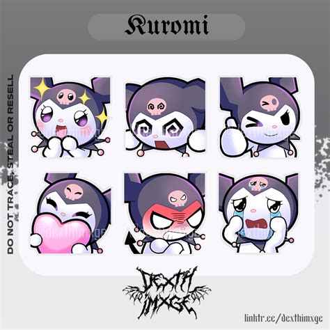 Kurómi Emotes Twitch Discord Emotes Pack 6 Cute Aesthetic Kawaii Etsy