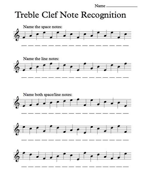Note Identification Worksheets