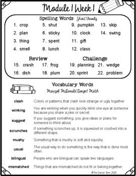 Vocabulary And Spelling 3rd Grade Into Reading HMH Take Home Lists
