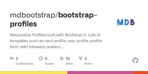 GitHub Mdbootstrap Bootstrap Profiles Responsive Profiles Built With