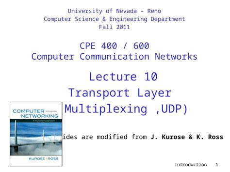 pptx introduction 1 lecture 10 transport layer multiplexing udp slides are modified from j