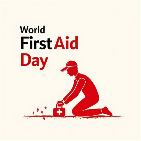 Día Mundial de los Primeros Socorros una ilustración roja de una