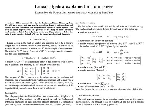 linear algebra cheat sheet for machine learning algeb