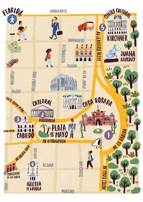 Mapa De Buenos Aires Ilustrado No Behance Illustrated Map Argentina