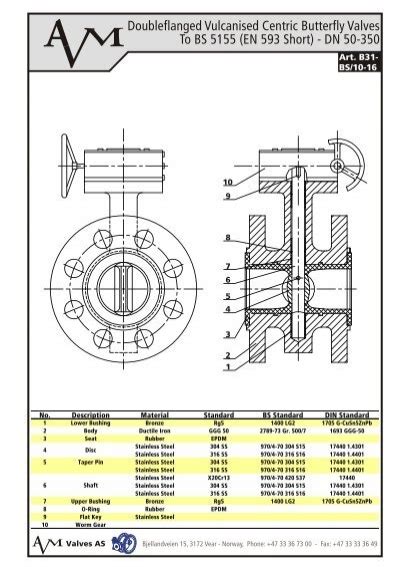 Art B31 Vulcanised Butterfly Valve DN 50 350 PN 10 16 Avm No