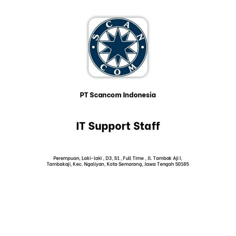 Lowongan Kerja IT Support Staff Di PT Scancom Indonesia Juli 2024 Jobnas