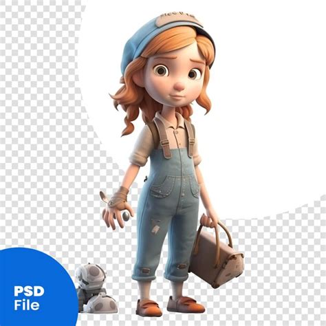 Renderização 3d de uma linda garota de desenho animado um modelo