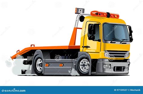 Cartoon Tow Truck Stock Vector Illustration Of Road 97159537