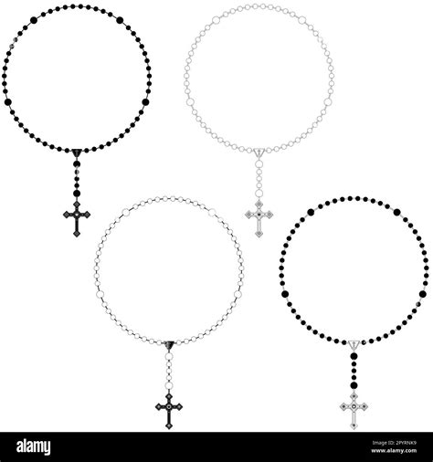 Diseño vectorial de rosario con cruz cristiana símbolo de la religión