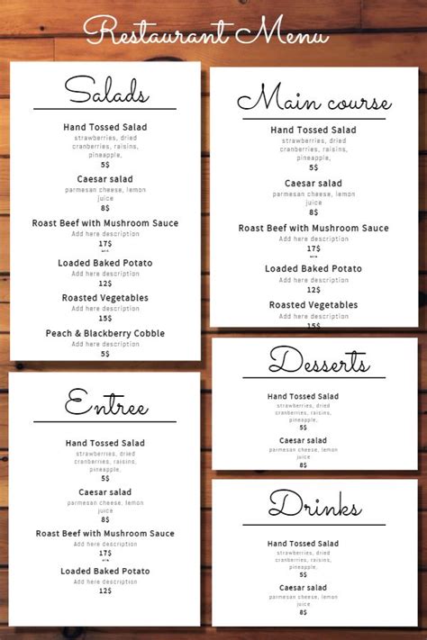 Fine Dining Restaurant Menu Customizable Design Template Menu Design